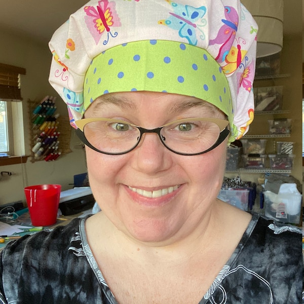 Bouffant Scrub Hat With Adjustable Cord Sewing Pattern, Nurse Head ...