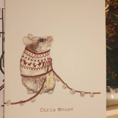 Chris Mouse Christmas Card Cute Holiday Card Christmas Mouse Card ...