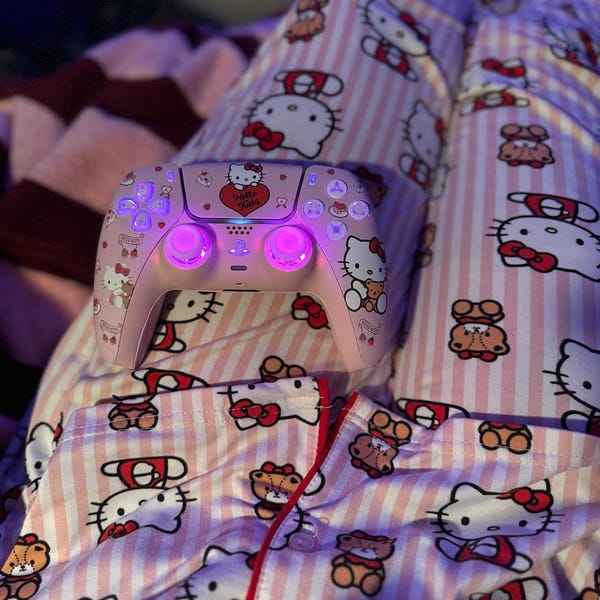Cute Cartoon Kitty - RGB LED - Sakura Pink - Custom Wireless Controller ...