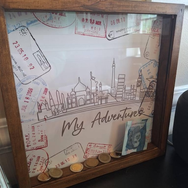 Personalized Travel Shadow Box Gift. Custom Wooden Keepsake Box ...