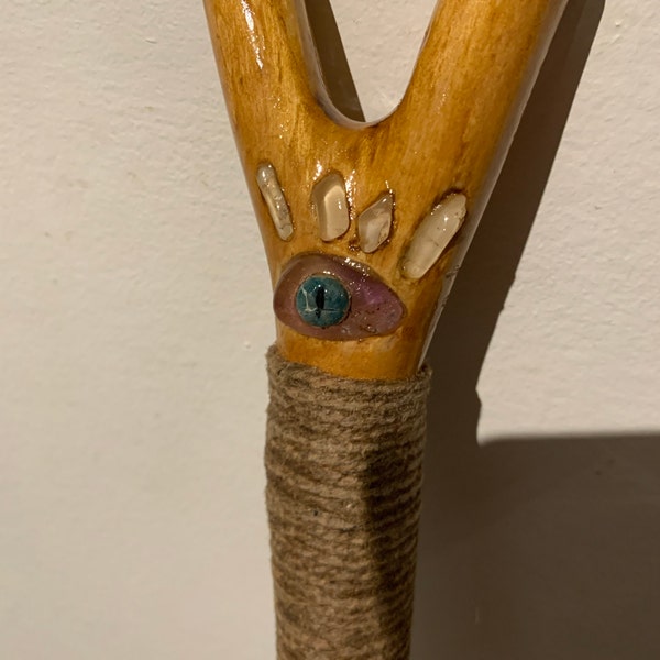 Walking Stick With Handle, Diamond Willow Wood, Rope Hand Grip N ...