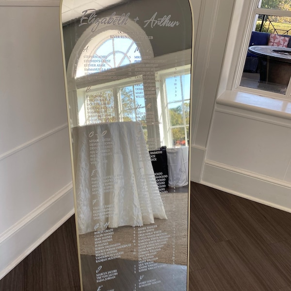 Scroll Wedding Mirror Seating Chart Static Cling Decal - Etsy