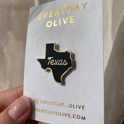 Texas Enamel Lapel Pin // Black / Gold / Hard Enamel Pin / - Etsy