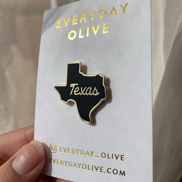 Texas Enamel Lapel Pin // Black / Gold / Hard Enamel Pin / Cloisonne ...