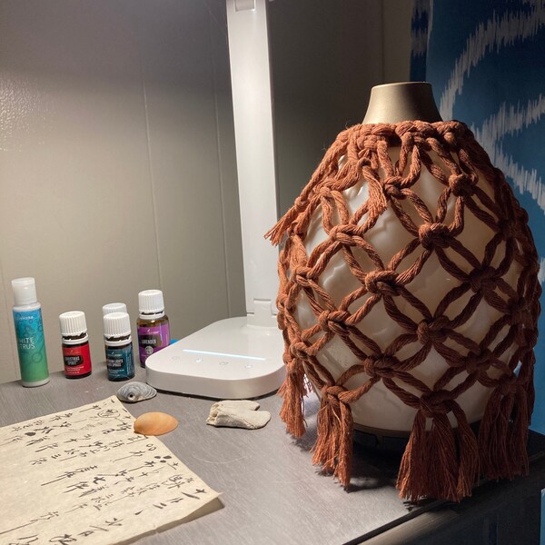 Desert Mist Macrame Diffuser Cover, Young Living, Team Member Gift, Essential Oils, Boho Macrame ...