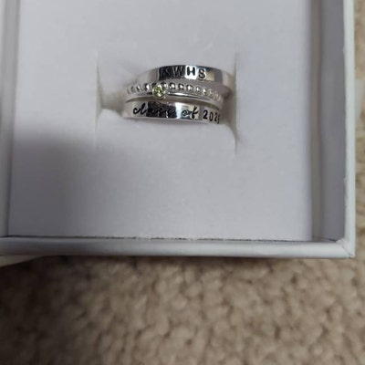 Class Ring Set, Sterling Silver Modern Class Rings, Personalized ...