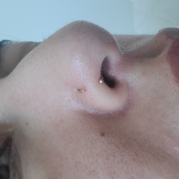 14K Solid Rose Gold Nose Jewerly, Open Nose Hoop, Half Hoop, Nose Ring ...