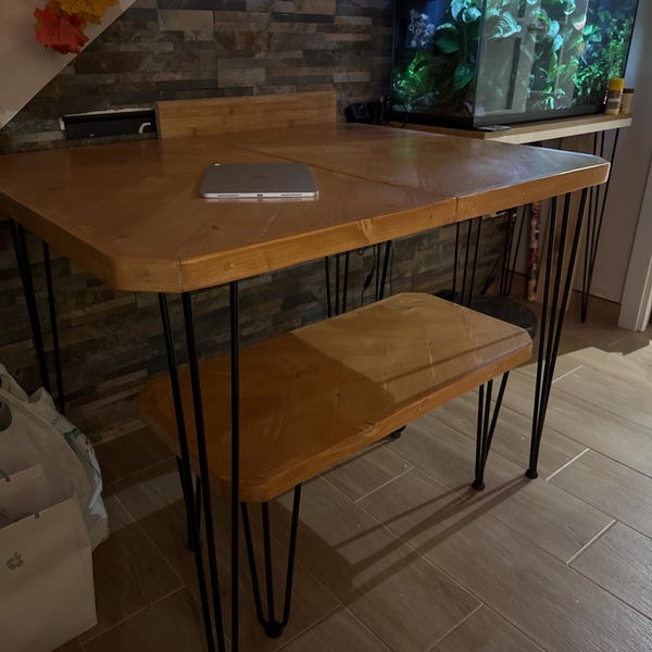 White Desk With Trapezium Legs - Desk Made With a Mix of New and ...