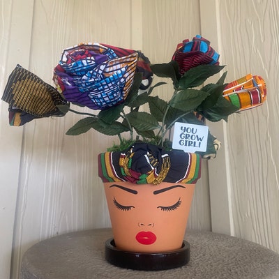 Terracotta Face Planter Pots With Headwrap Pot Head - Etsy
