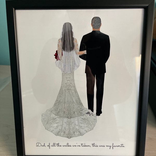 Personalized Bride and Dad Portrait Art PRINT | Father of the Bride ...