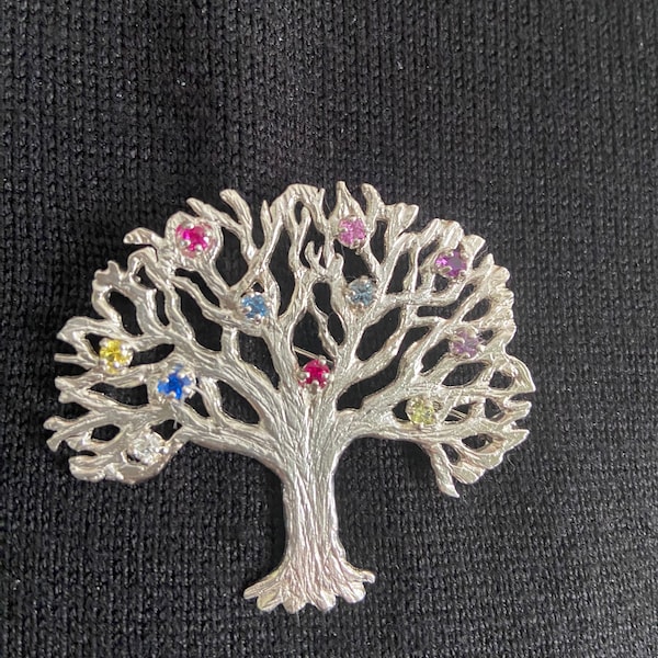 Custom Family Tree Mother's Brooch / Pin in Sterling Silver - Select 5 ...