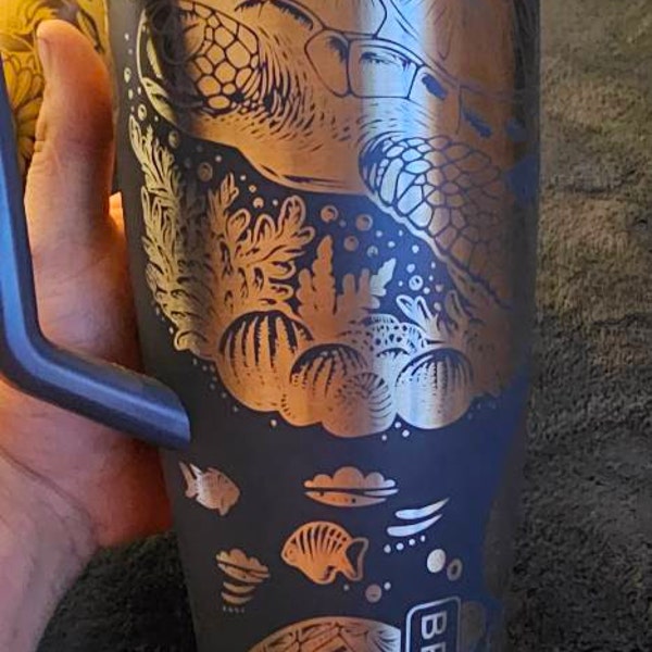 Laser Engraved Stanley Tumbler Etched Seafoam Stanley Quencher Summer Beach Engraved Stanley Cup ...