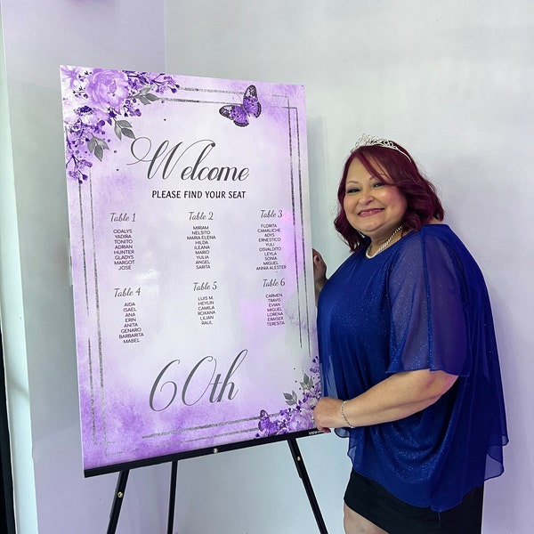 EDITABLE Seating Chart Template, Seating Plan, Table Plan, Purple ...