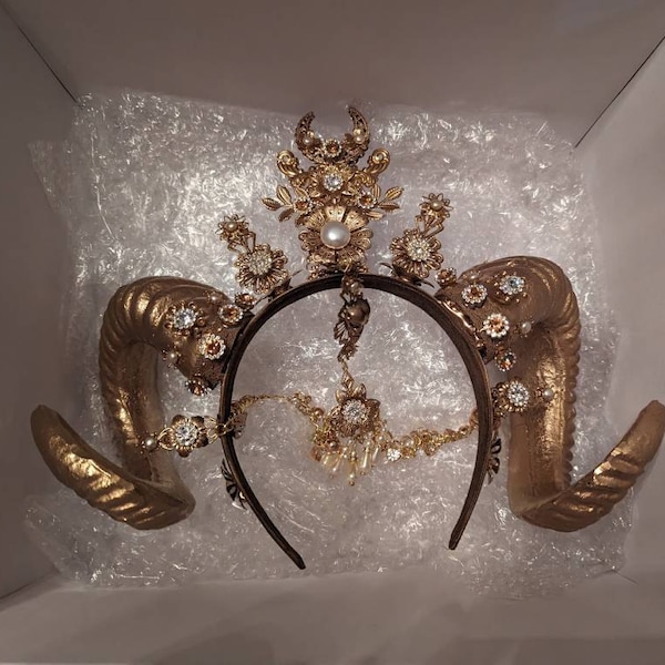 Gold Aries Crown, Aries Zodiac Signs, Zodiac Jewellery, Aries Crown ...