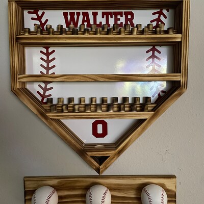 Set of Personalized Player-at-bat Baseball and Ring Display - Etsy