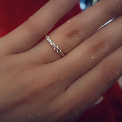 Dainty CZ Stacking Ring, Gold Minimalist Ring, CZ Ring, Simple Diamond ...