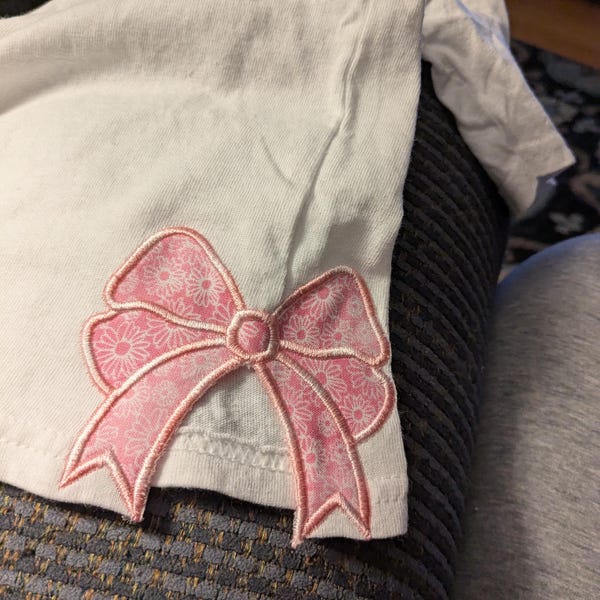 Fancy Bow Side Seam Applique Machine Embroidery Design, Bow Shirt Side ...