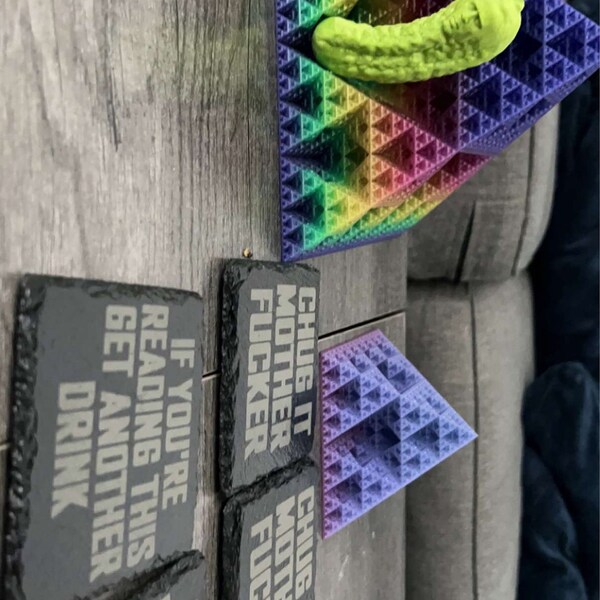 Large Fractal Pyramid, Purple 3D Printed Sierpinski Fractal Pyramid ...