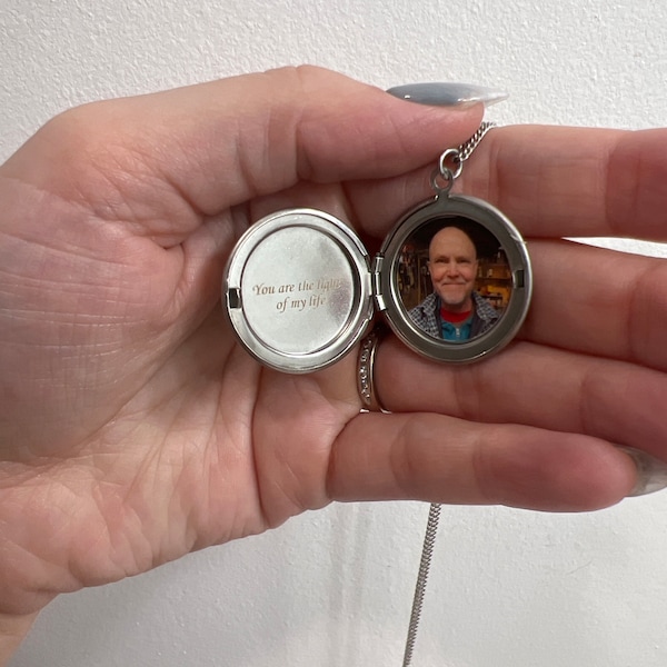 Silver Round Locket Necklace With Photos - Long Necklaces for Women ...