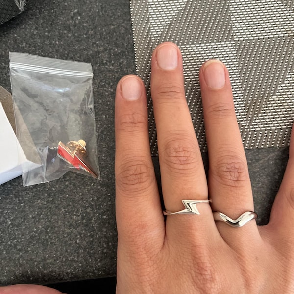 Lightning Bolt Ring Adjustable Band (925 Silver) Sterling Silver ...