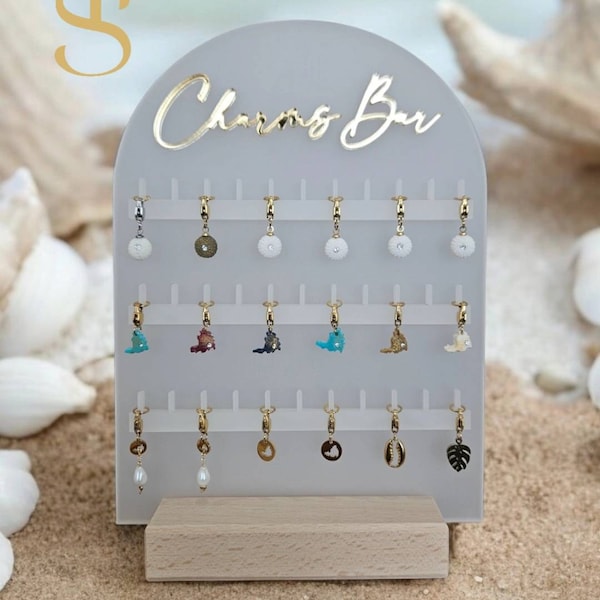 Charm Bar Acrylic Stand, White Jewelry Display, Necklace, Bracelet ...