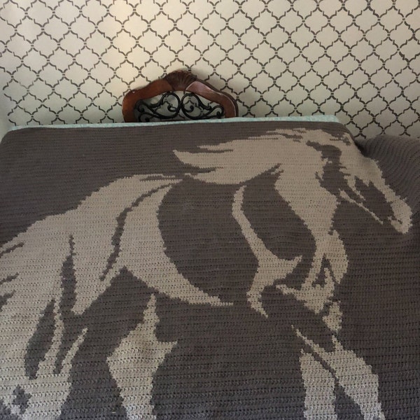 Instant Download - Mustang Horse Standard Blanket Crochet Graph Chart ...