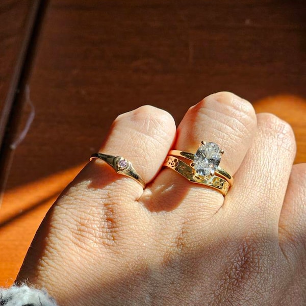 14K Claddagh Stacking Ring, Slim Irish Love Ring, Dainty Friendship ...