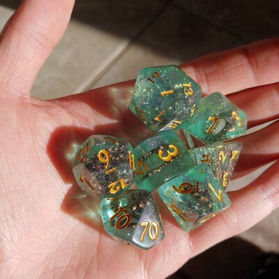 Sunken Artifact Dice, Steampunk Dice Set With Gear Inclusions, With Cog ...