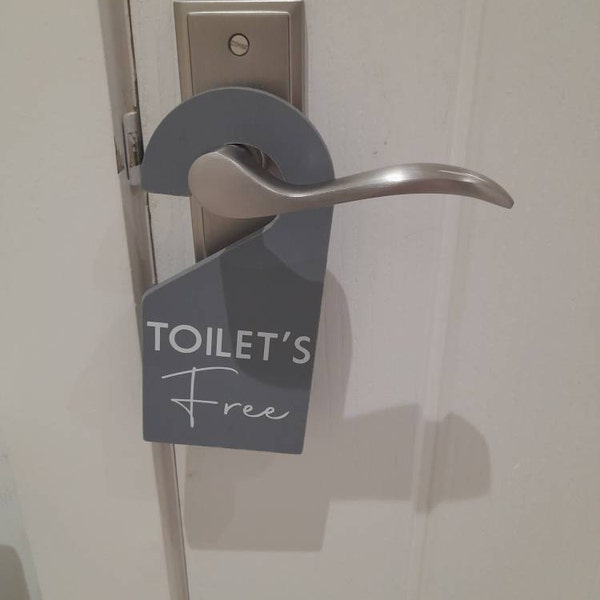 Free / Busy Double Sided Toilet Door Hanger. 4 Styles. Toilet Busy Sign ...