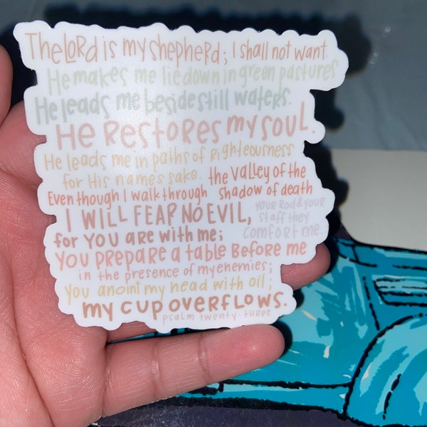 Psalm 23 Sticker | Christian Stickers | Religious Faith Decals - Etsy