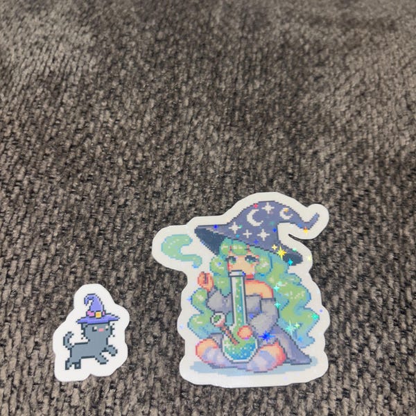 Bookish Kitty Vinyl Sticker Cute Pixel Art Cat Decal, Gifts for Readers ...