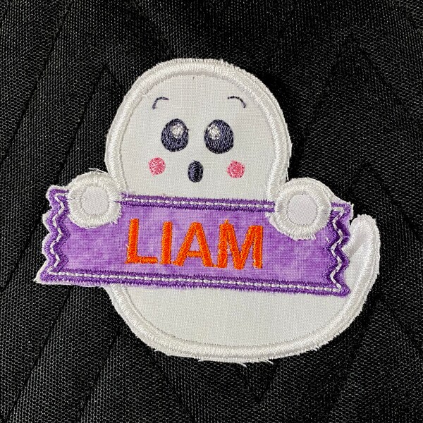 Ghost Applique Design, Name Frame, Name Banner, Halloween Applique ...