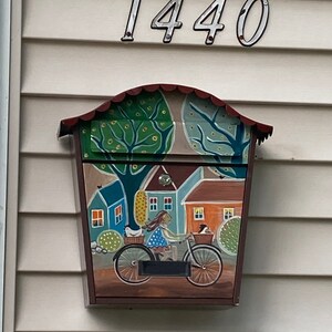 Custom Paintinghand Painted Mailbox, Town, Bicycle - Etsy