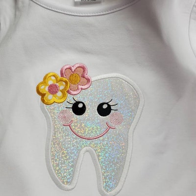 Girly Tooth Applique Machine Embroidery Design, Girl's Cute Tooth ...