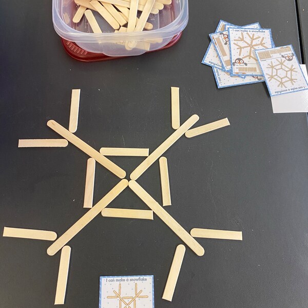 Snowflake Popsicle Sticks Activity Winter Fine Motor Skills Game ...