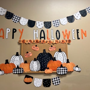 Black and White Pumpkins Fall Halloween Bulletin Board Kit - Etsy