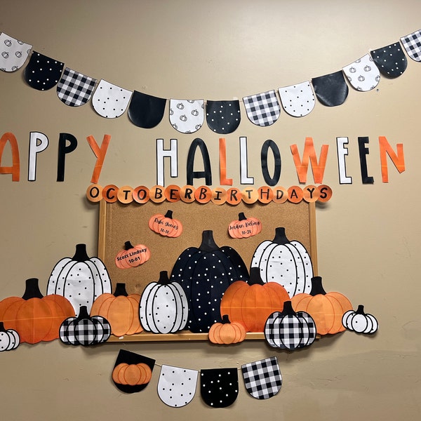 Black and White Pumpkins - Fall - Halloween - Bulletin Board Kit - Etsy