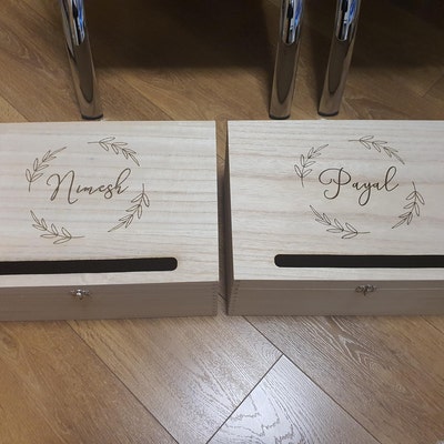 Personalised Wooden Card Box Post Box, Wedding Cards Memory Box ...
