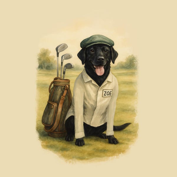 Custom Dog Golf Portrait – Personalized Pet Golf Art – Dog Golfer ...