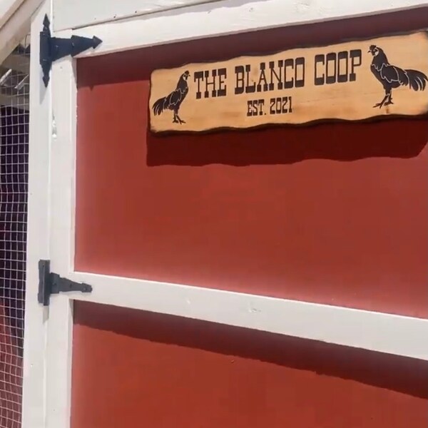 Personalized Outdoor Chicken Coop Sign, Rooster Decoration, Rustic Farm ...