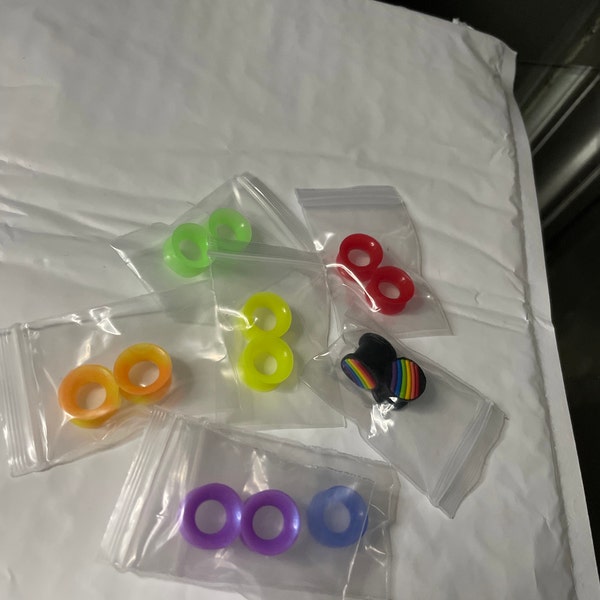 14pcs Soft Silicone Tunnels/3d Rainbow Ear Gauge/double Flared Tunnels ...