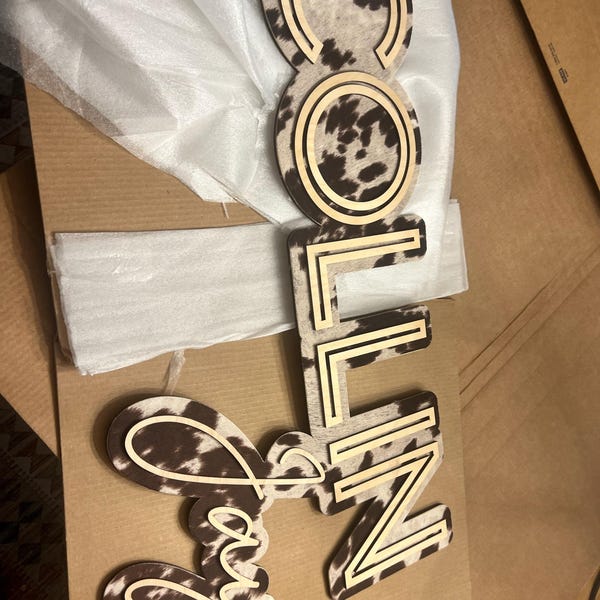 Custom Genuine Cowhide Name Sign - Etsy