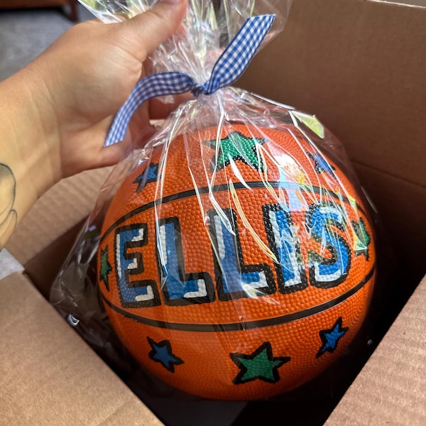 Custom Basketball Two Name Basketball Hand Painted Basketball Two Lines ...