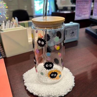 Totoro Glass Cup Cute Sprite, Soot Sprite, 16oz. Beer Can Glass W ...