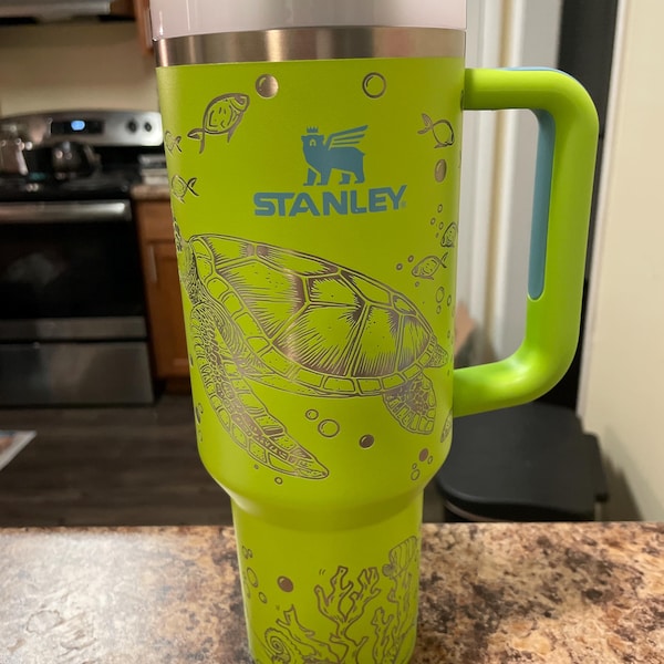 Ocean Scene Engraved Sea Turtle Tumbler, Sea Turtle and Octopus 40 Oz ...