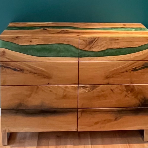 Custom Made Epoxy River Dresser Featuring 8 Soft Touch Open Drawers and ...