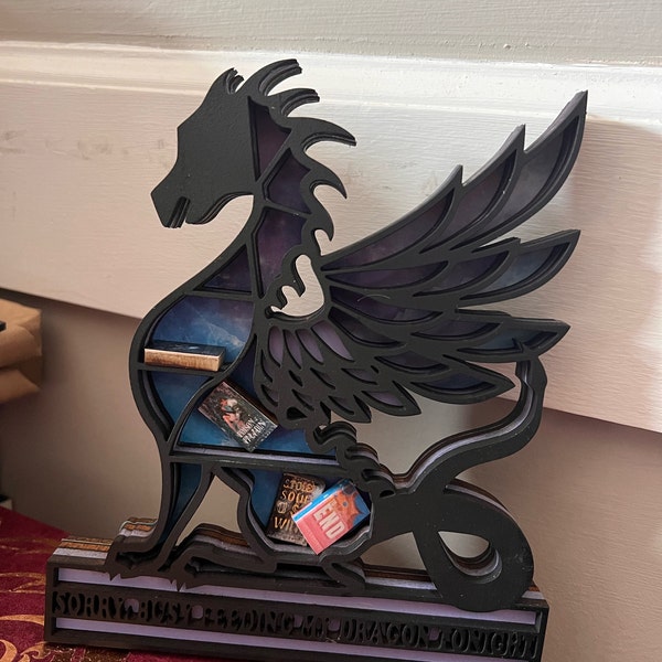 Dragon Bookshelf for Book Lovers, Mini Bookshelf and Books, Dollhouse ...