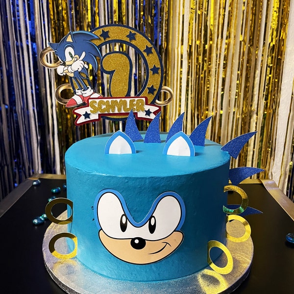 Sonic the Hedgehog Inspired Cake Topper With Name and Age - Etsy UK