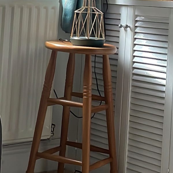 Antique Wooden Stool, Arts and Crafts Oak Stool, Vintage Oak Stool With ...