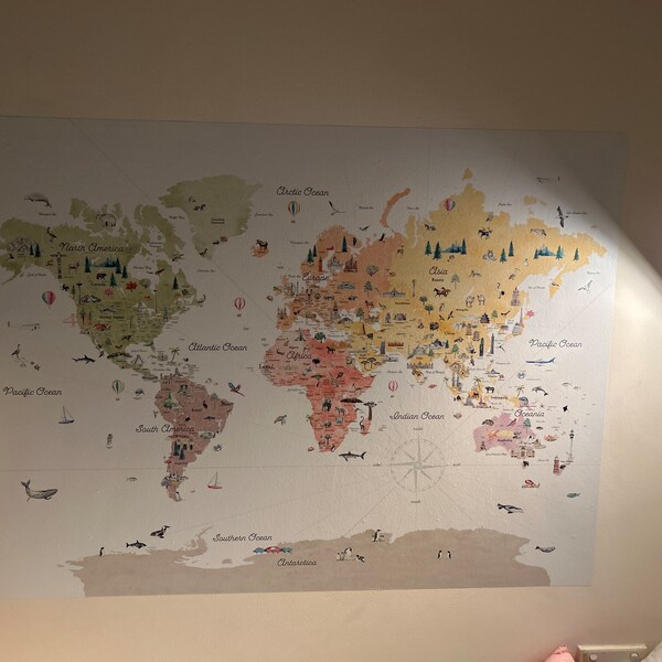 Pastels Educational World Map Wall Decal | Playful Nursery Decor | Kids ...